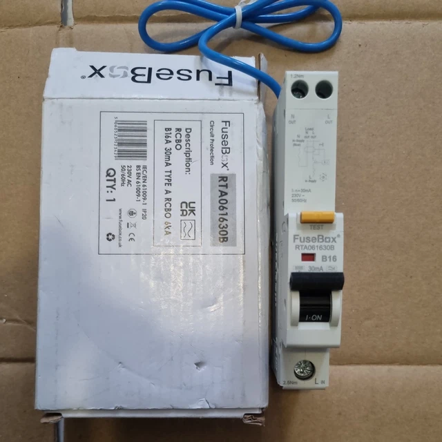 FUSEBOX 16A SINGLE Pole 6kA 30mA Type A B Curve RCBO Circuit Breaker ...