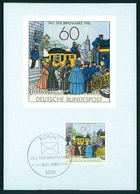 BRD MK 1981 TAG DER BRIEFMARKE POST-KUTSCHE POSTBOTE MAXIMUMKARTE MC CM ...
