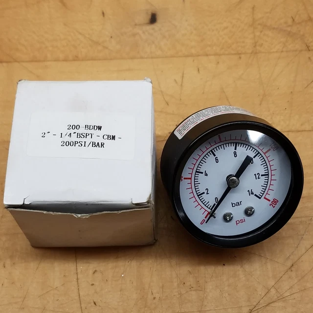 MARKENLOSE 200-BDDW MANOMETER, 2""-1/4"" BSPT-CBM - 200 PSI/BAR - NEU ...