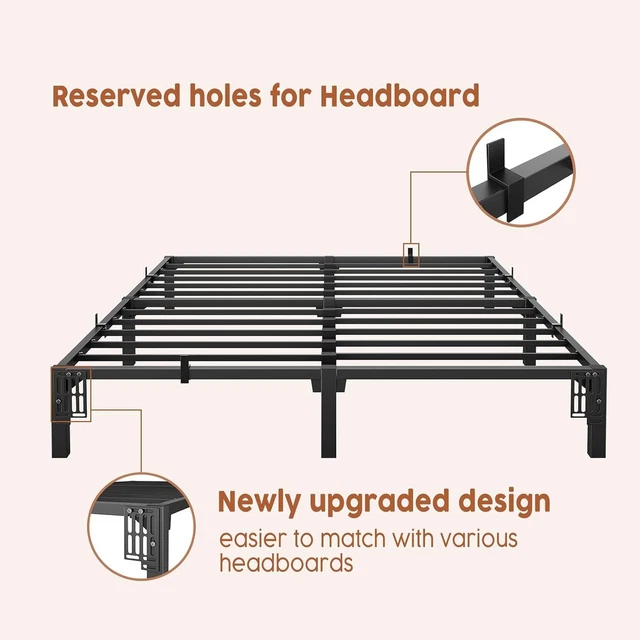 METAL BED FRAME 137 x 190 cm Under-Bed Space for Guest Room Easy ...