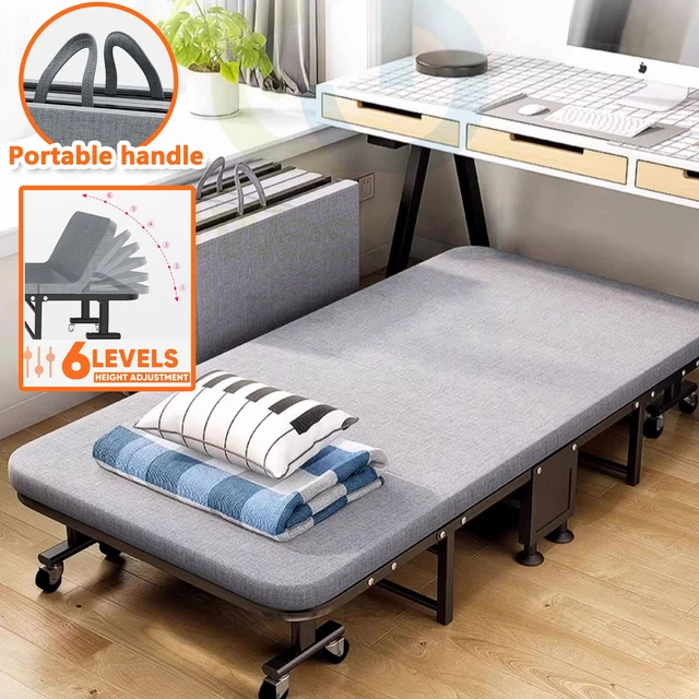 HEAVY DUTY SINGLE Folding Bed w/ Mattress Portable Guest Bed Metal ...