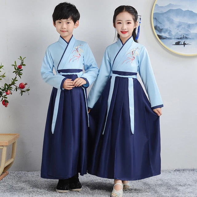 BOY GIRL TRADITIONAL Chinese Uniform Hanfu Tang Suit Ancient Stage ...