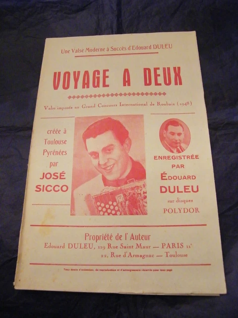 PARTITURA VIAGGIO A Due José Sicco Edouard Duleu Concorso 1948 Foglio ...