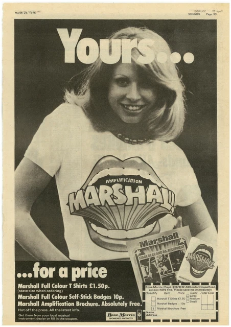 VINTAGE MARSHALL AMPS A3 Laminated original Advert UK 1975 £5.00 ...