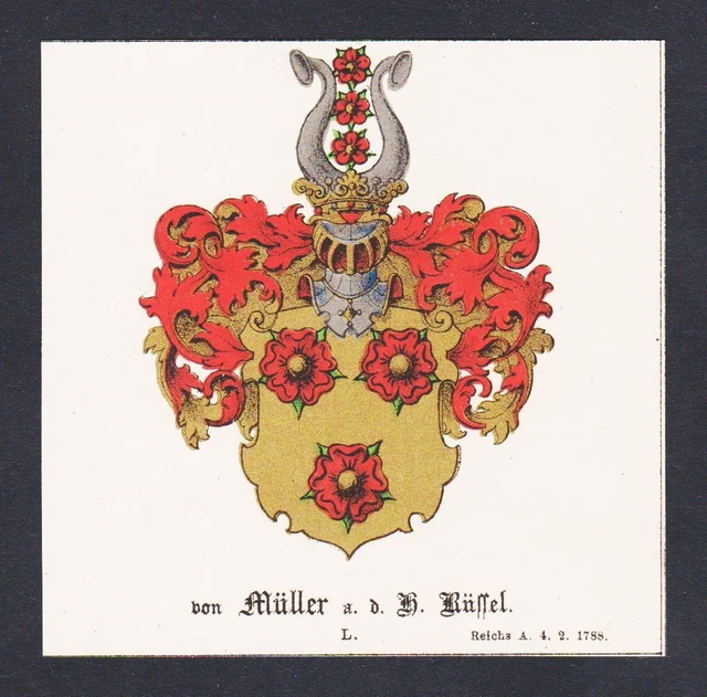 19.JH. MÜLLER TRONC Armoiries Héraldique Coat De Arms Heraldry Chromo ...