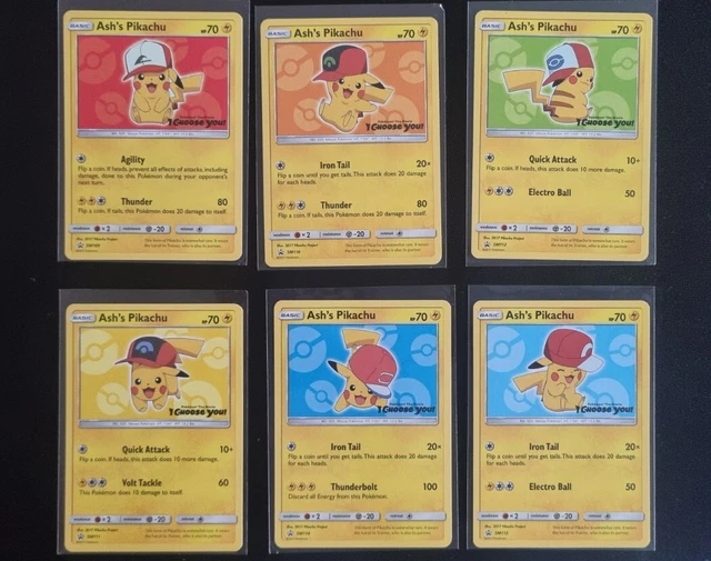 ASH'S PIKACHU - I Choose You Promo Set Of 6 Cards SM109 - SM14 EUR 70 ...