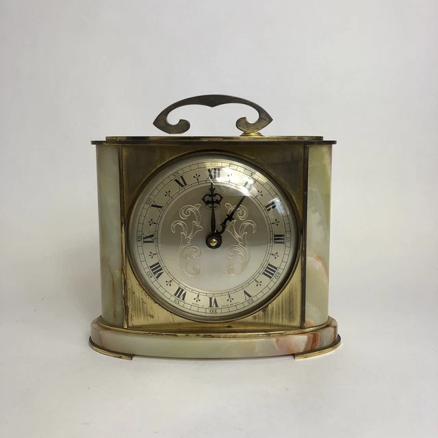VINTAGE TEMPORA MANTLE Clock Brass Marble Stone £2.80 - PicClick UK