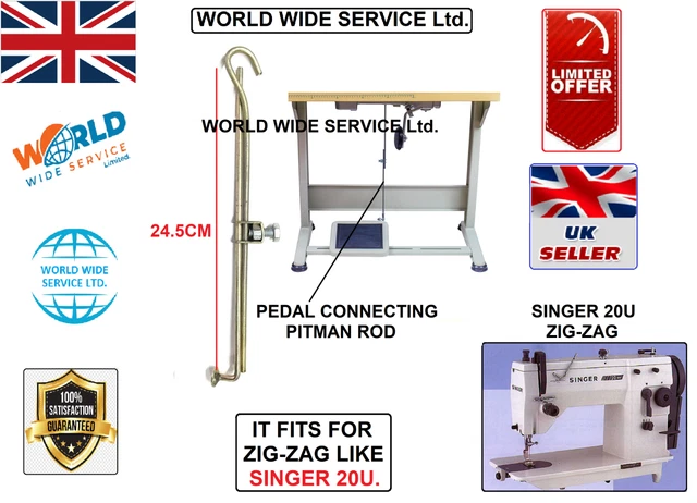 SINGER 20U ZIGZAG Pedal Connecting Pitman Rod 24.5Cm Industrial Sewing ...