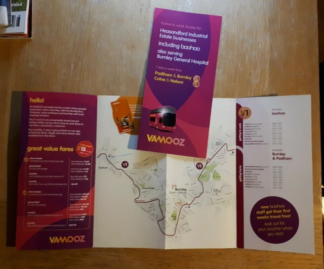 TRANSDEV BURNLEY BUSES "Vamooz" routes V1, V3 Timetable leaflet 2018 £1 ...