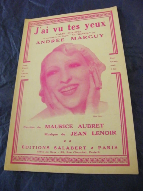 PARTITURA HO VISTO I Tuoi Occhi Andrée Marguy 1934 Foglio Musicale EUR ...
