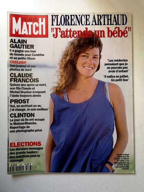 PARIS MATCH MARS 1993 Florence Arthaud/Christophe Malavoy/Eliette Von ...