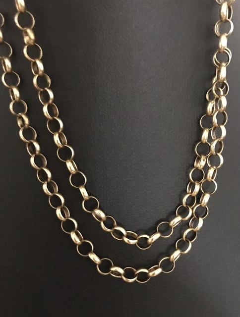 9CT GOLD ROUND LINK BELCHER CHAIN 375 NECKLACE GENTS LADIES EXCELLENT ...