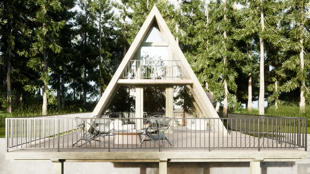 A-FRAME 37’X22’ CABIN House Plan 3D images DWG CAD File & PDF For ...