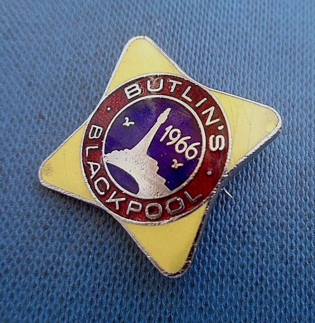 ORIGINAL BUTLIN BUTLINS Badge Blackpool 1964 Fattorini & Sons YELLOW ...