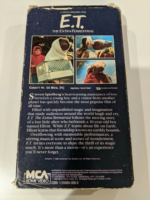 E.T. ET THE Extra Terrestrial VHS 1982 Rare Green Black collectable £10 ...
