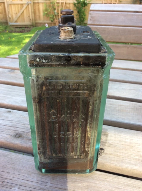 AQUA GLASS ACID Battery Accumulator Automotive Valve Radio Exide OLD £ ...