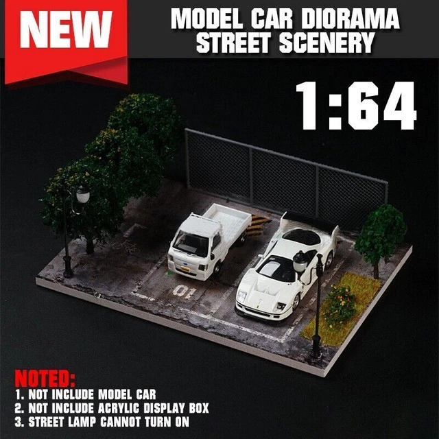 1:64 DIORAMA CAR Garage Model LED Backdrop Car Parking Lot Display ...