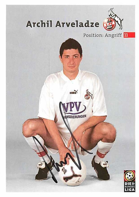ARCHIL ARVELADZE ORIGINAL Autogrammkarte 1. FC Köln - ca.10cm x 15cm ...