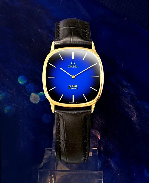 RELOJ OMEGA DE VILLE 'Auténtico' cuarzo azul esfera de dos tonos para ...