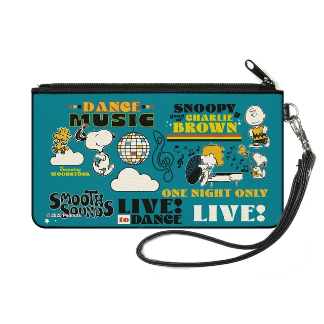 CANVAS ZIPPER WALLET SMALL Peanuts Gang DANCE MUSIC Poses and Quotes ...