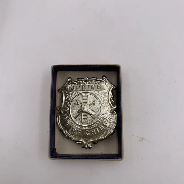 JUNIOR FIRE CHIEF Badge Tootsie Toy Fire Fighter Metal Made in USA ...