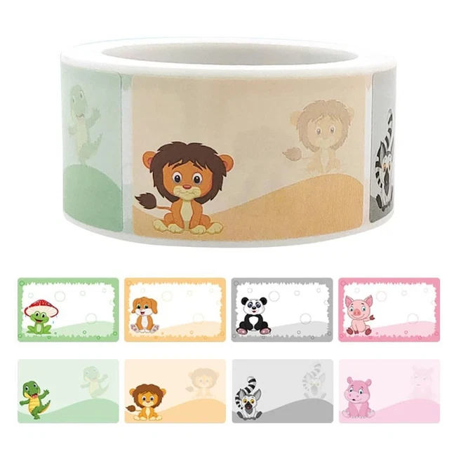 CARTOON NAME STICKERS Animals Name Labels Multi Purpose Name Tag Home ...