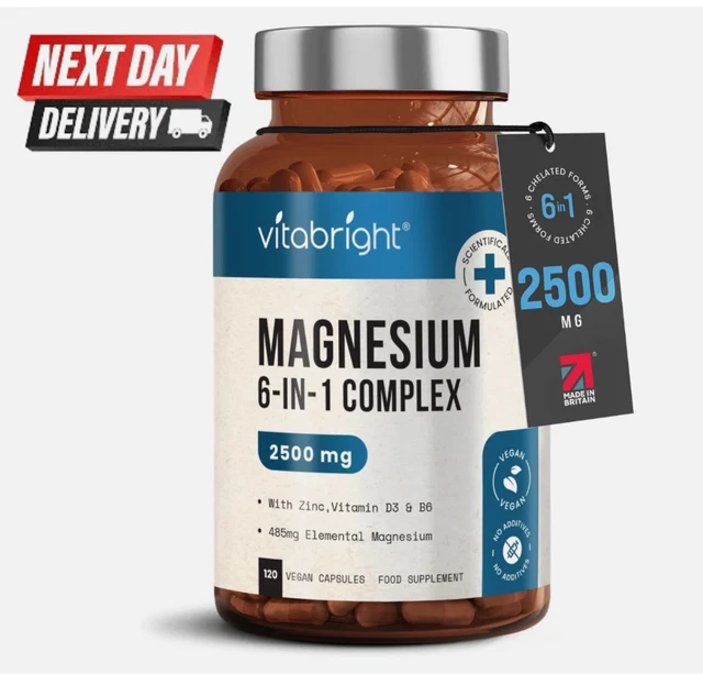 2500MG MAGNESIUM COMPLEX 6 in 1 (Magnesium Glycinate, Citrate) with ...