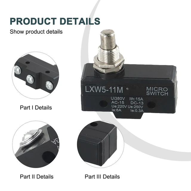 RELIABLE LXW5 11M Push Plunger Limit Switch with 1NO+1NC Contact ...