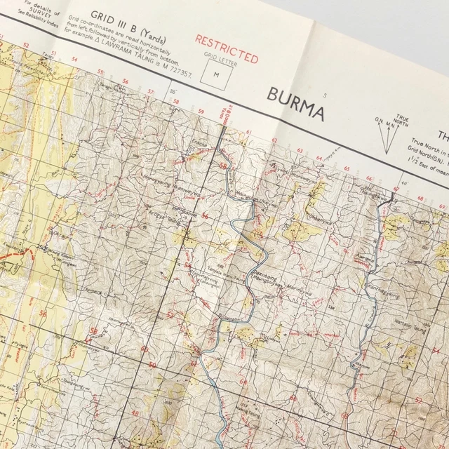 WW2 1944 BURMA CAMPAIGN MAP 84D BRITISH 14th ARMY BATTLE OF THE ADMIN ...