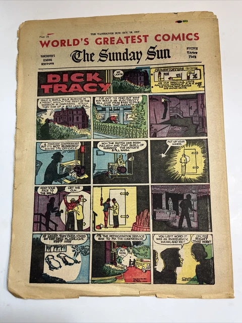 VINTAGE OCT 19, 1957 The Sunday Sun Complete Comic Section 24 Coloured ...
