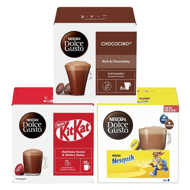NESCAFE DOLCE GUSTO Hot Chocolate Variety Pack: Chococino, KitKat ...