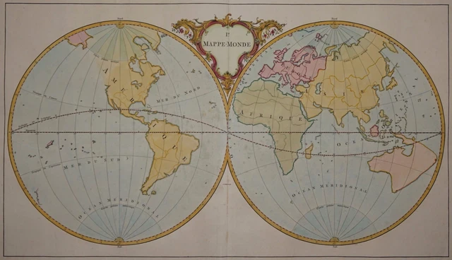 IE FOLDER MOONS - Rare World Map by Jean Palairet 1755 - Rare World Map ...