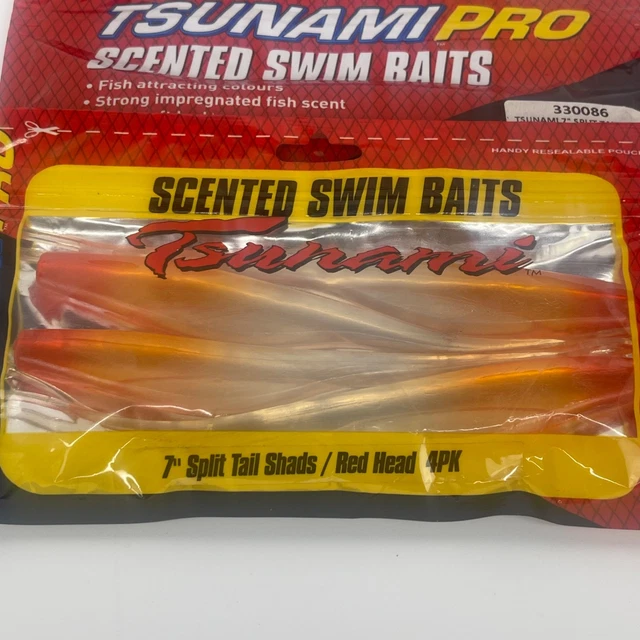 TSUNAMI PRO SENTED Swim Bait x 3 Soft Plastics Herring Sand Eel Red ...