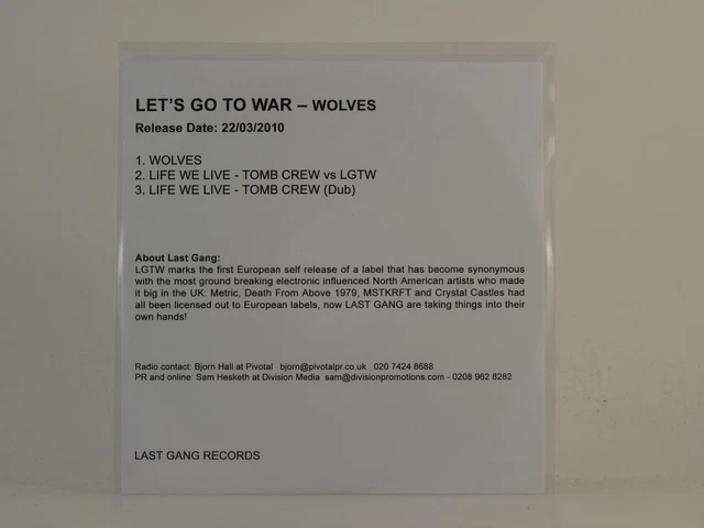 LET'S GO TO WAR WOLVES (H1) 3 Track Promo CD Single White Sleeve LAST ...