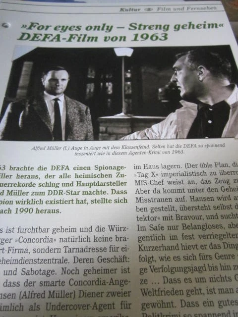 DDR INFOKARTE KULTUR Film Fernsehen For eyes only Streng geheim DEFA ...