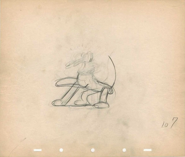 1937 WALT DISNEY PLUTO ORIGINAL PRODUCTION DRAWING ANIMATION ART PAGE ...