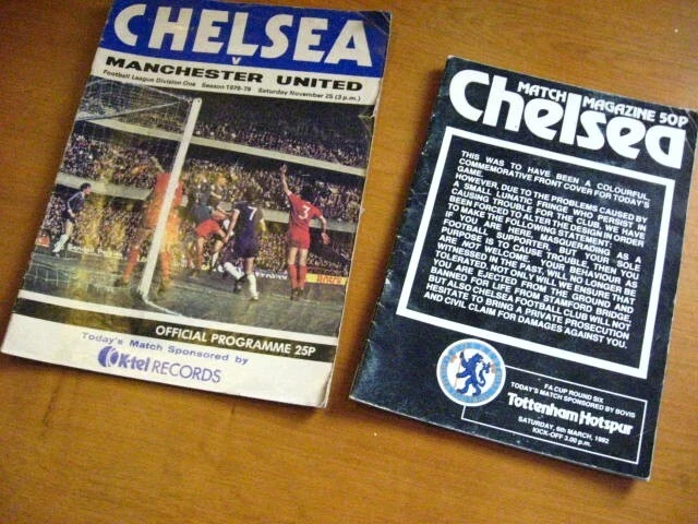 TWO CHELSEA FOOTBALL Programmes 1978-9 + 1982 Fa Cup £6.00 - PicClick UK