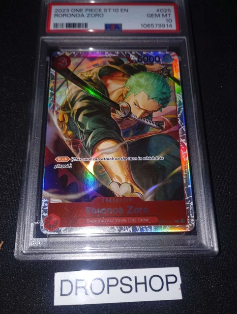 CARTE ONE PIECE English PSA 10 Roronoa Zoro OP01-025 SR ANGLAISE GEM MT EUR 49,00 - PicClick FR