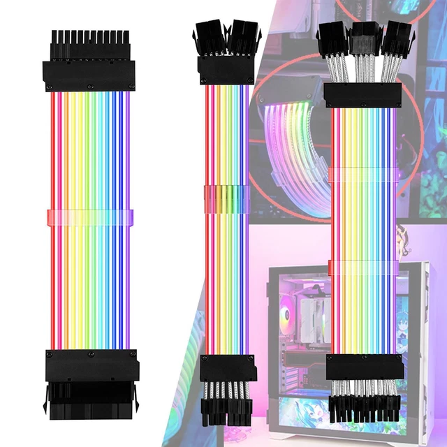 GPU CABLE MOTHERBOARD Extension RGB Cable PSU PC Cables Extensions RGB ...