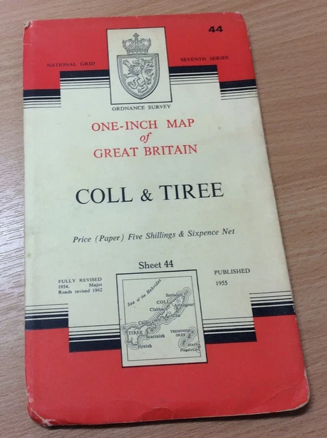 VINTAGE ORDNANCE SURVEY One Inch Map Of Coll & Tiree £6.00 - PicClick UK