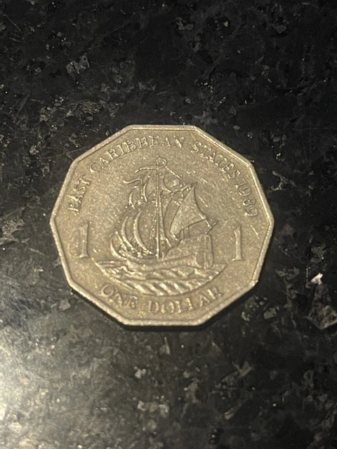 EAST CARIBBEAN STATES 🇦🇮🇦🇬🇩🇲🇬🇩🇲🇸🇰🇳🇱🇨🇻🇨 / One Dollar Coin 1989 $10.00 ...