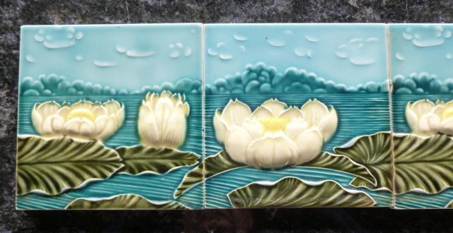 JUGENDSTIL FLIESE ART nouveau tile NSTG Seerosen Paradies super schön ...