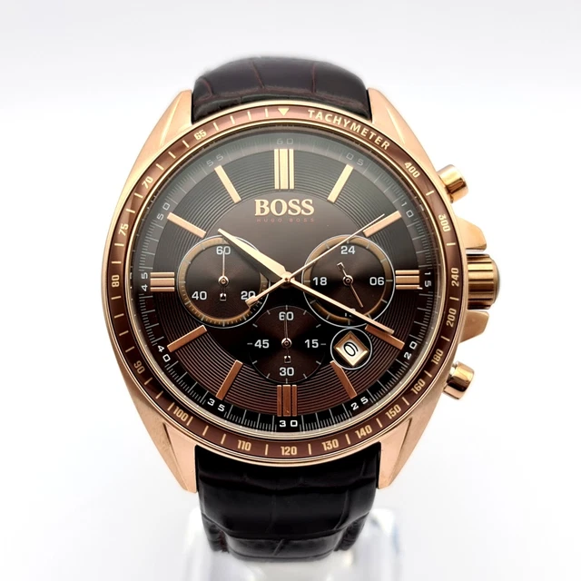 BRAND NEW GENUINE Boss Hb1513093 Luxury Brown Leather Strap Mens Watch ...
