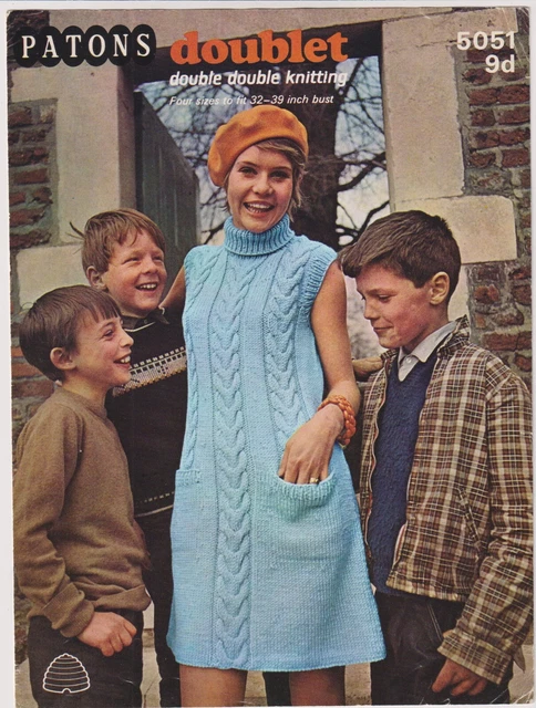 ORIGINAL VINTAGE PATONS Doublet knitting pattern 5051 - Lady's dress ...