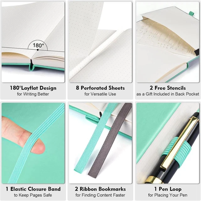 5 PACK BULLET Dotted Journal Notebook, 312 Numbered Pages Dot Grid ...