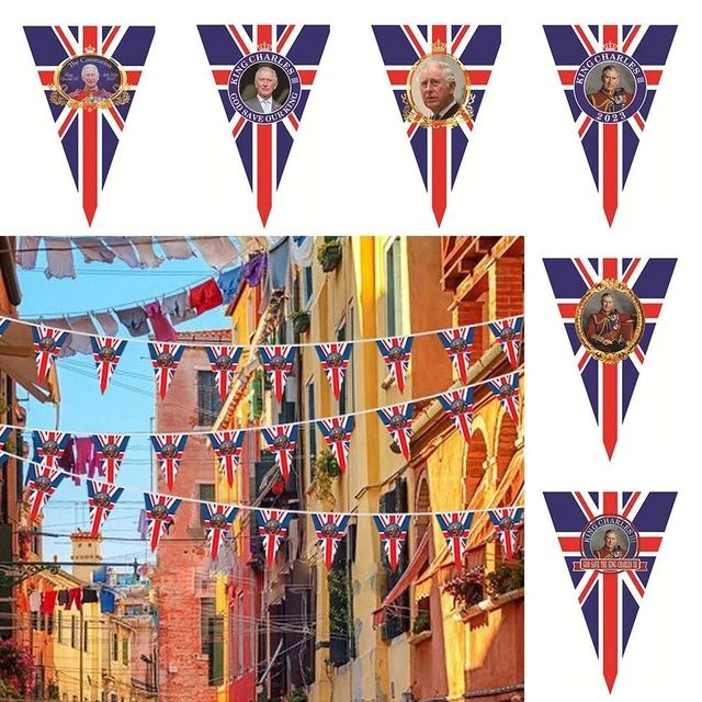 CORONATION BUNTING TRIANGULAR Union Jack King Charles Coronation Flag ...