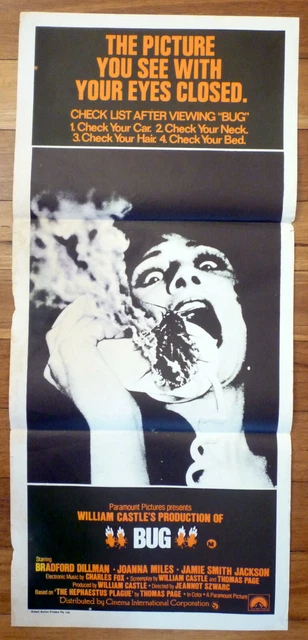 BUG ORIGINAL 1975 Australian Daybill Horror Movie Poster William Castle ...