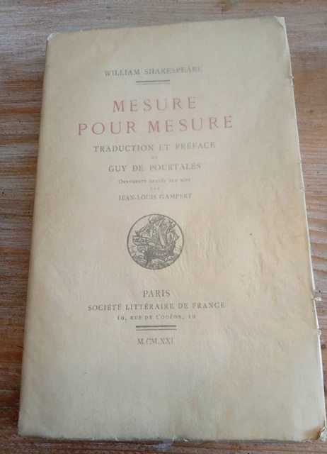 MESURE POUR MESURE William Shakespeare trad Guy de poutales 1921 tbe ex ...