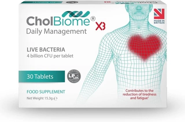 CHOLBIOME X3 PROBIOTIC 30 Tablets for Heart Health Lower Cholesterol ...