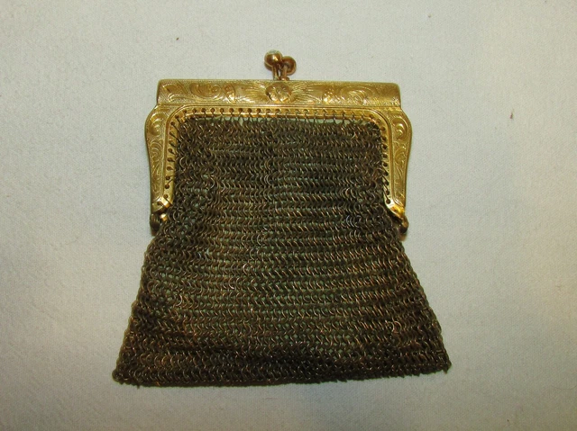 BOURSE ANCIENNE PORTE-LOUIS AUMONIERE 19ème siècle métal doré golden ...